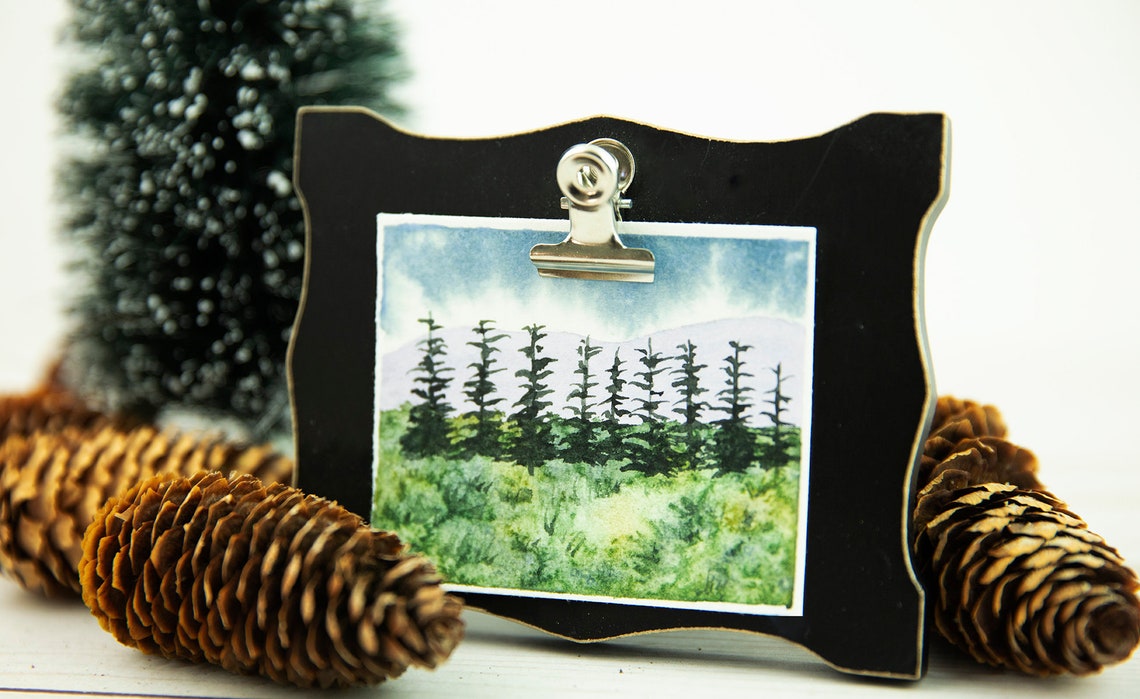 Original Watercolor Painting With Frame Mini Art Small | Etsy