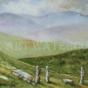 Mini Art Watercolor Painting Landscape Meadow Art L Prints No Frame ...