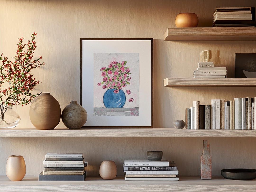 Flower Pot 3 X 4 Inch Flowers Flower Art Floral Watercolor Feminine Art ...