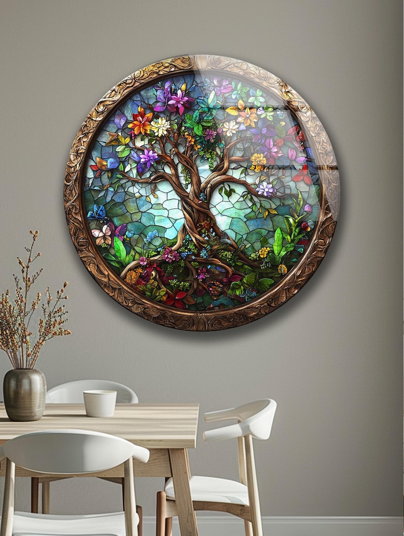 Árvore da Vida em Vidro Temperado para Decoração de Parede, Vitral ...