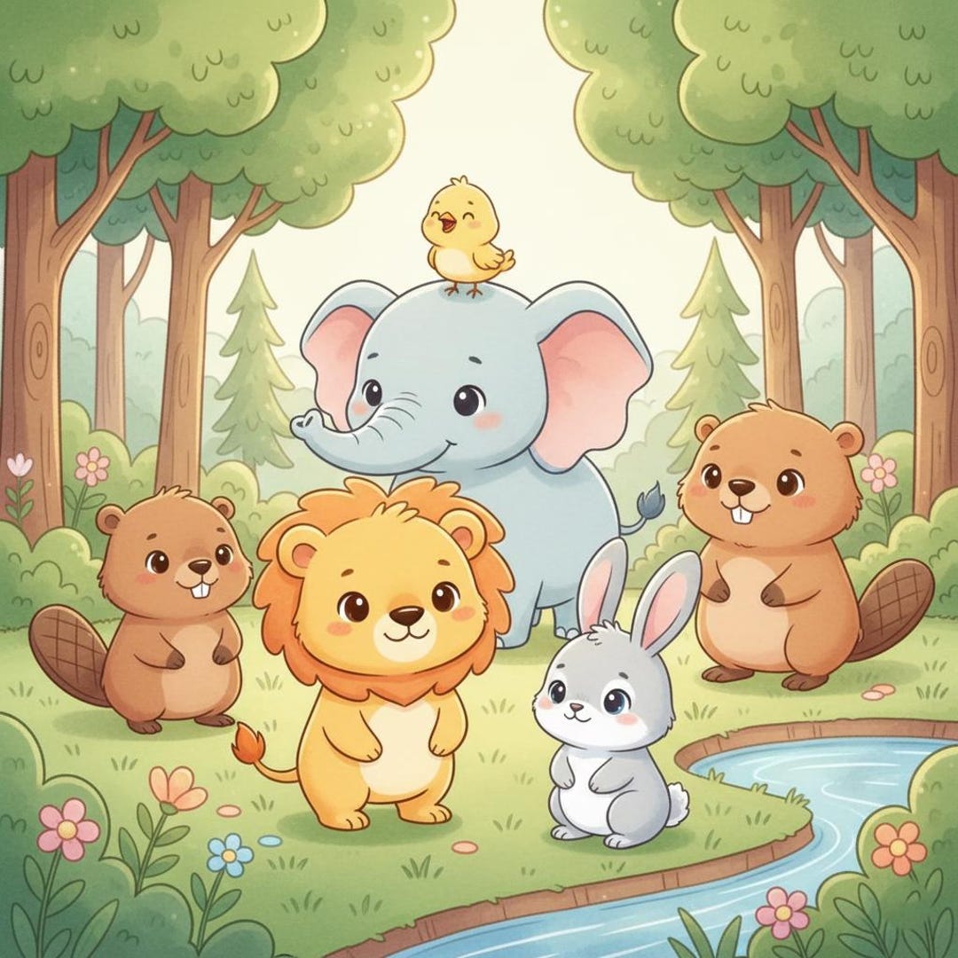 Kids Forest Animals Story Ebook With Coloring Pages, Printable PDF ...