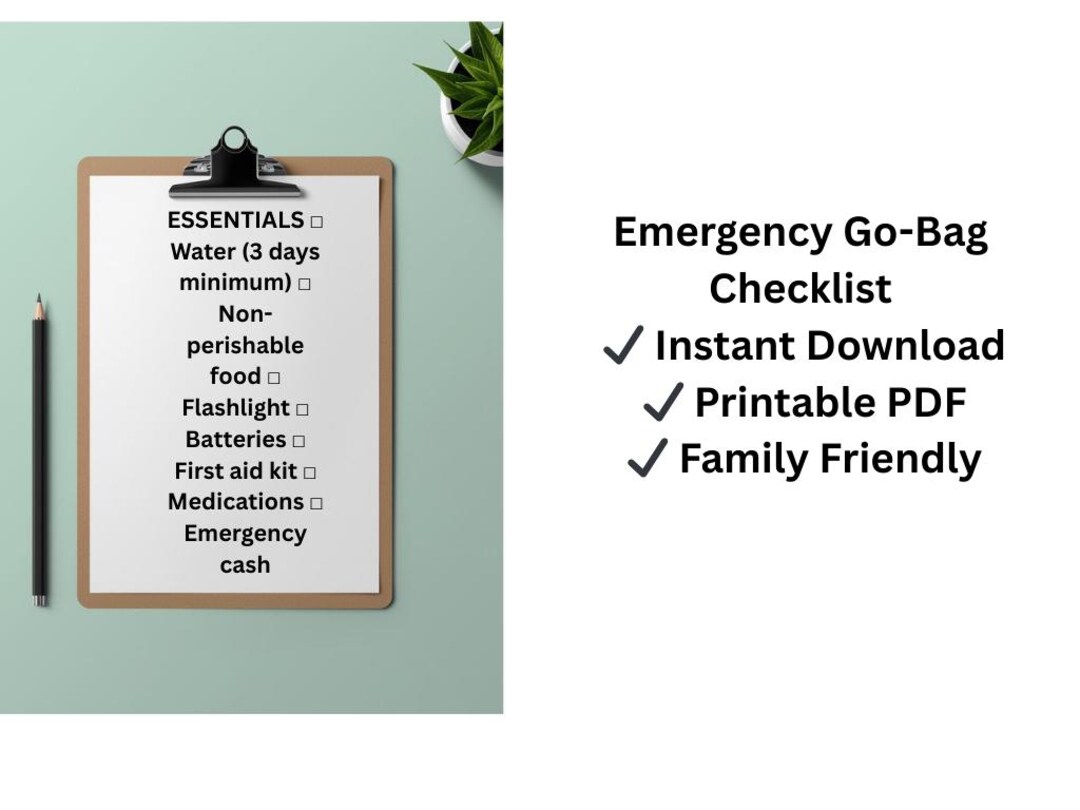 Emergency Go-bag Checklist Printable | 72 Hour Emergency Kit | Disaster ...