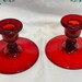 Ruby Red Glass Candlesticks - Etsy