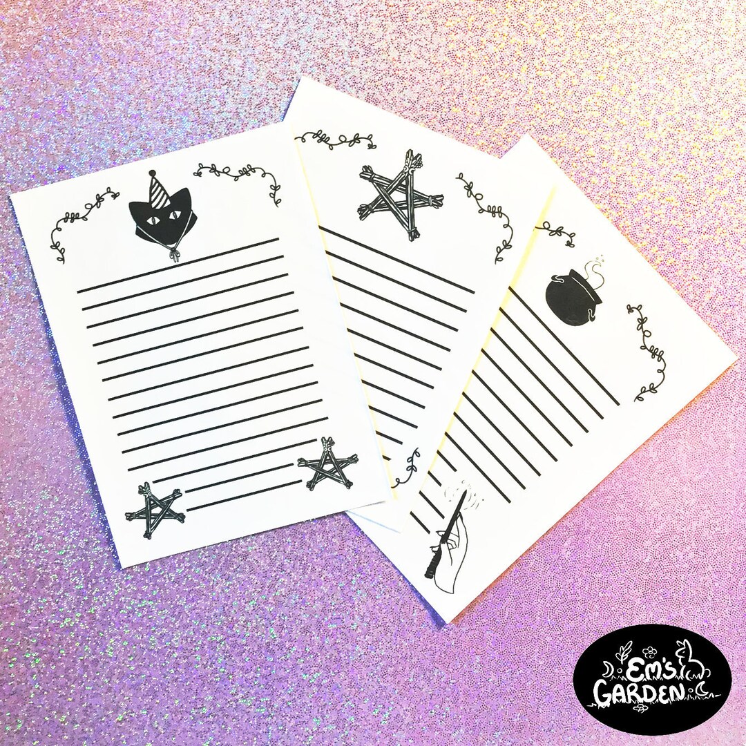 DIY Printable Witch Note Cards Memo Sheets With Black Cats Pentacles ...