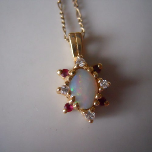 Luxury Natural Opal & Ruby Solid English 925 Sterling Silver | Etsy