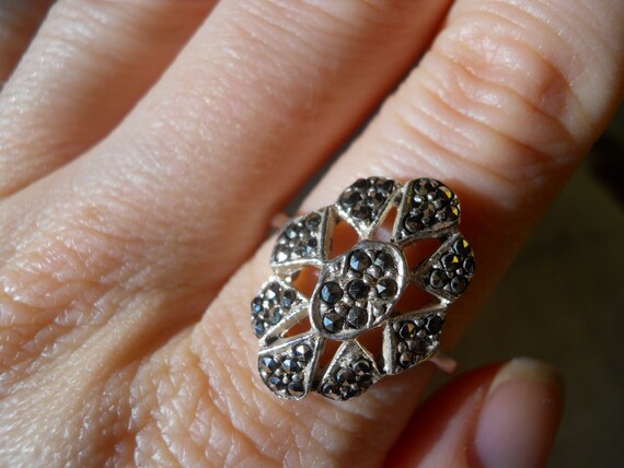 Vintage Sterling Silver Marcasite Ring - Etsy