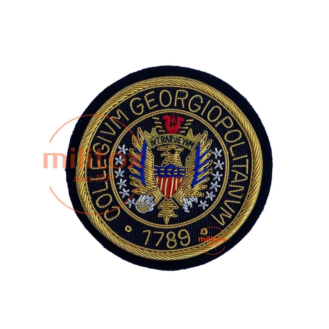 Georgetown University Bullion Wire Hand Embroidered Crest, Blazer Badge ...