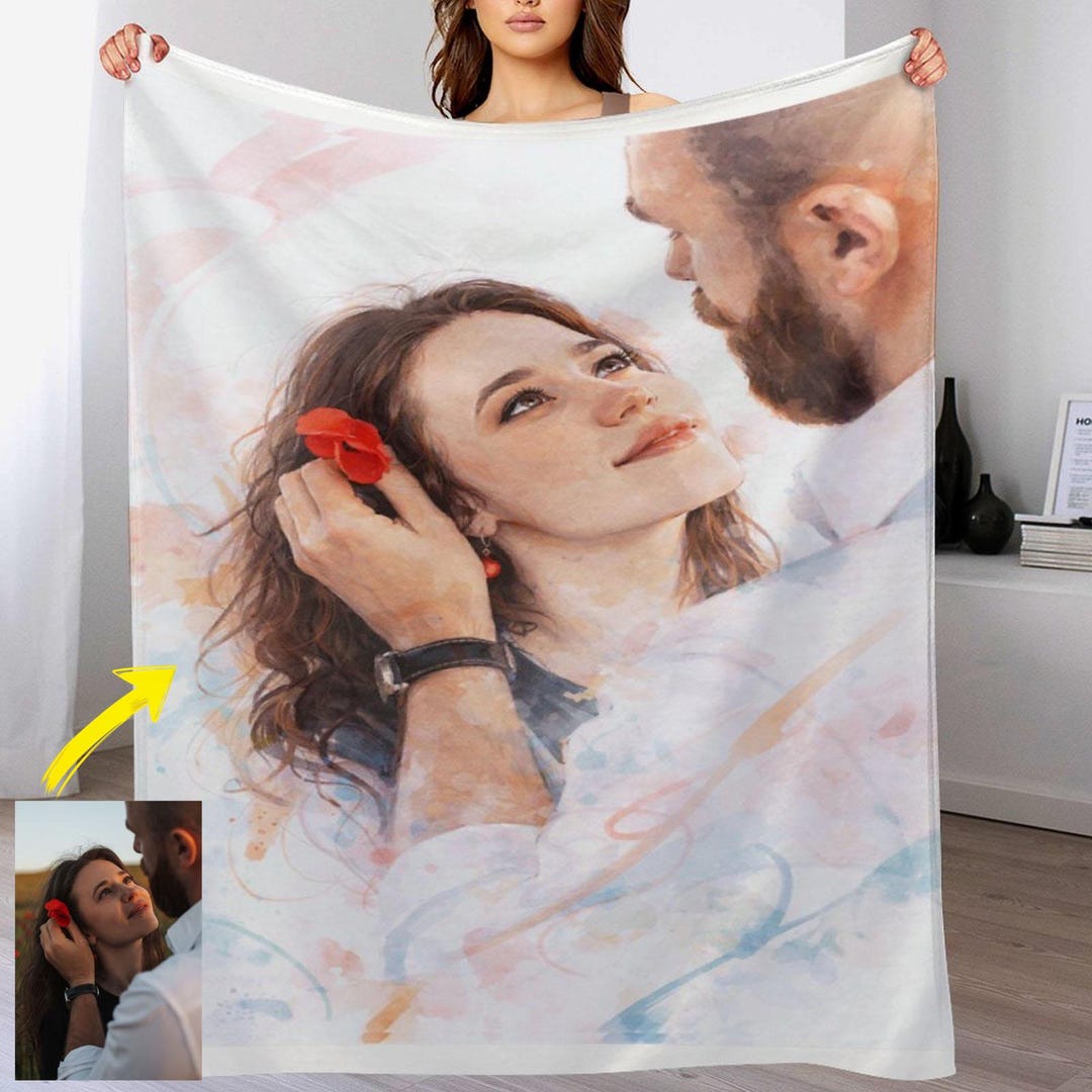 Custom Photo Blanket | Personalized Couples Blanket| Anniversary Gift ...