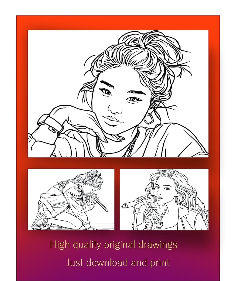 K Pop Girls Coloring Book - 36 Pages (PDF Download) - Etsy