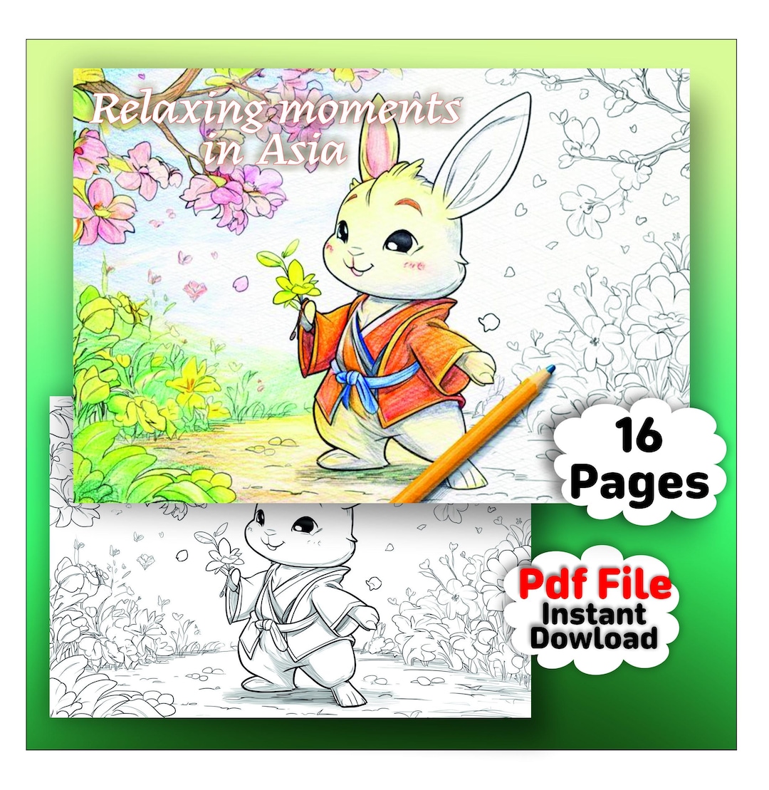 A Relaxing Trip in Asia - Coloring Pages | 16 Travel Art Prints (PDF ...