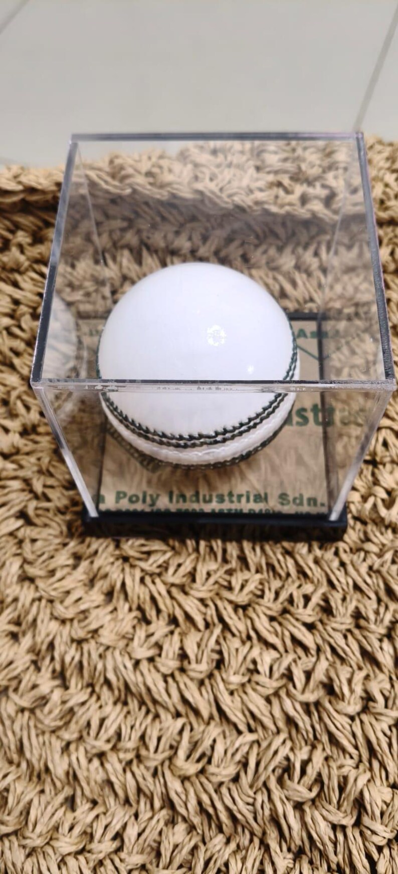 Buy Handmade Stitched Leather Cricket Ball With Acrylic Box Online in ...