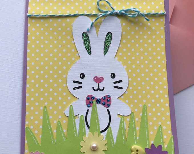 Spring Handmade Card, Easter Handmade Card, Bunny Card, Handmade Easter ...
