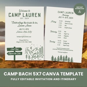 Bach Camp Canva Invitation Template Editable Camp Bach Invite and ...