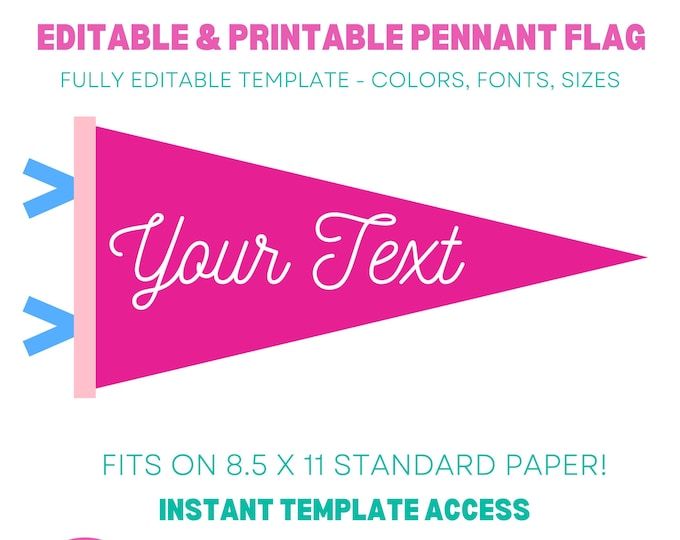 Printable Pennant Flag, Personalized Nursery Decor, Printable Wall Art ...