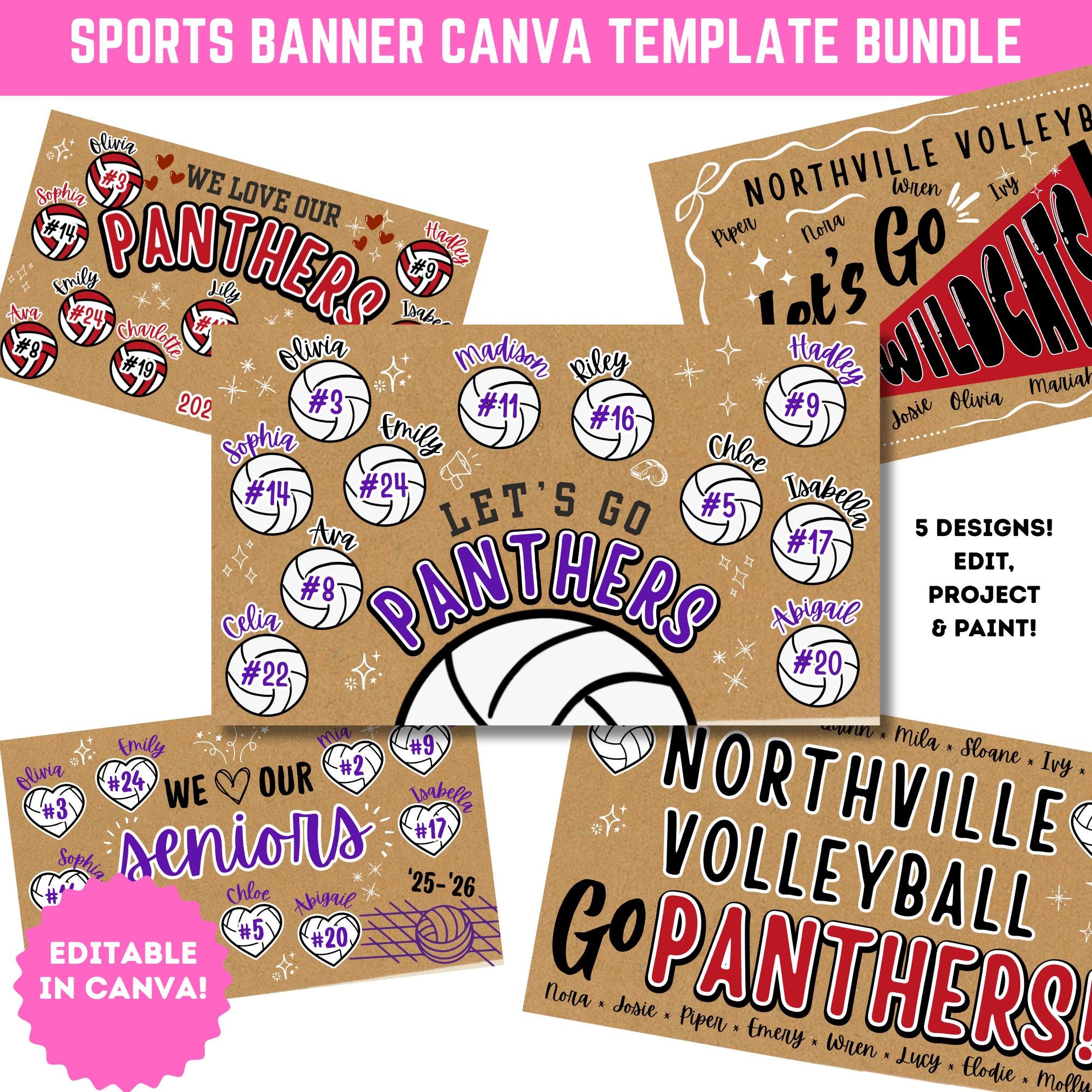 Project and Paint Volleyball Team Butcher Paper Banner Template Sign ...
