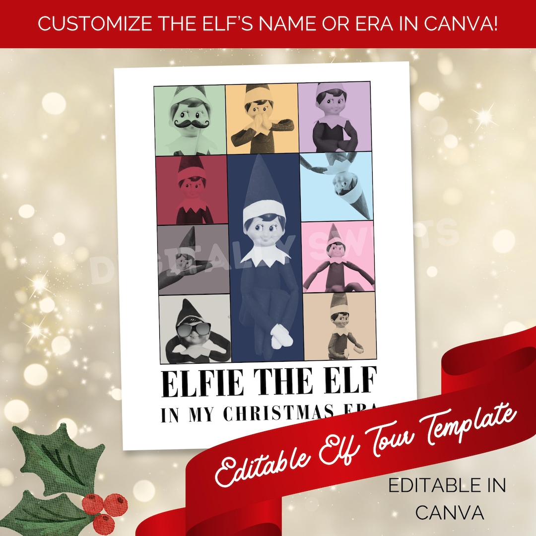 Editable Eras Elf Canva Template Printable Christmas Elf Mini Eras ...