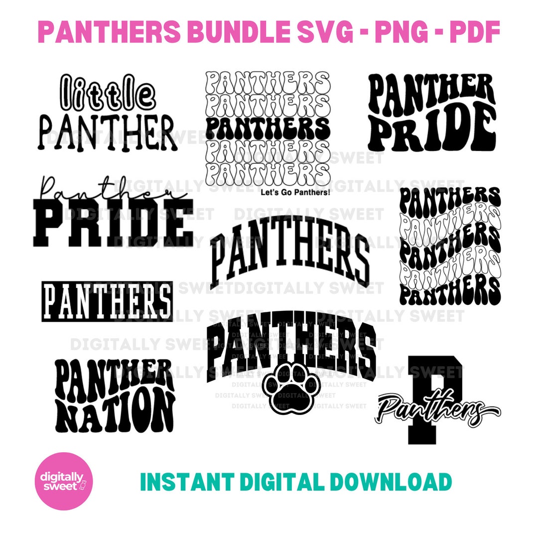 Panthers SVG PNG PDF - Clipart Cut File Bundle - Fall Sports School ...