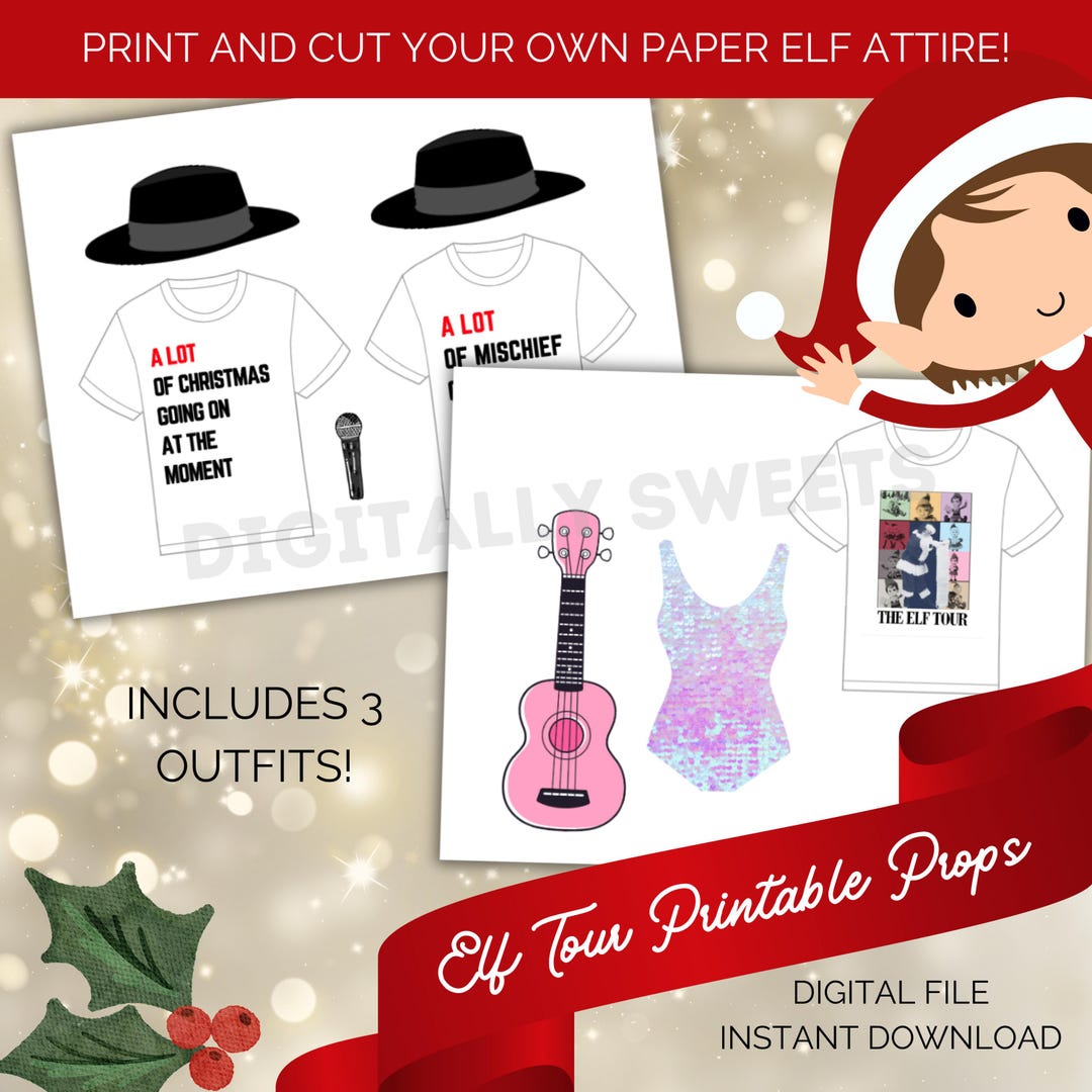 Elf Printable Digital Christmas Elf Mini Fan Outfits Props Holiday Elf ...