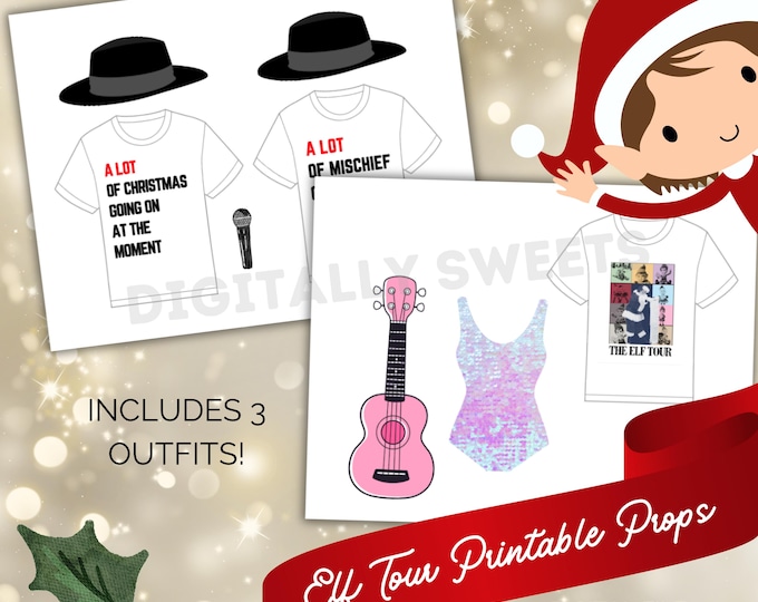 Elf Printable Digital Christmas Elf Mini Fan Outfits Props Holiday Elf ...
