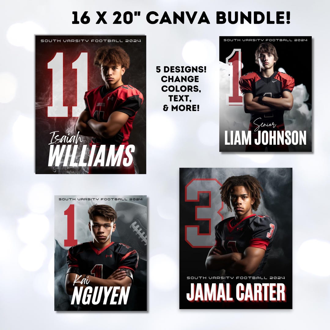 Football Poster Editable Canva Template Bundle Design Your Own Custom ...