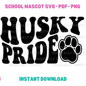 Husky Pride Retro Disco Cowboy Font Bubble Letters SVG PNG PDF Football ...