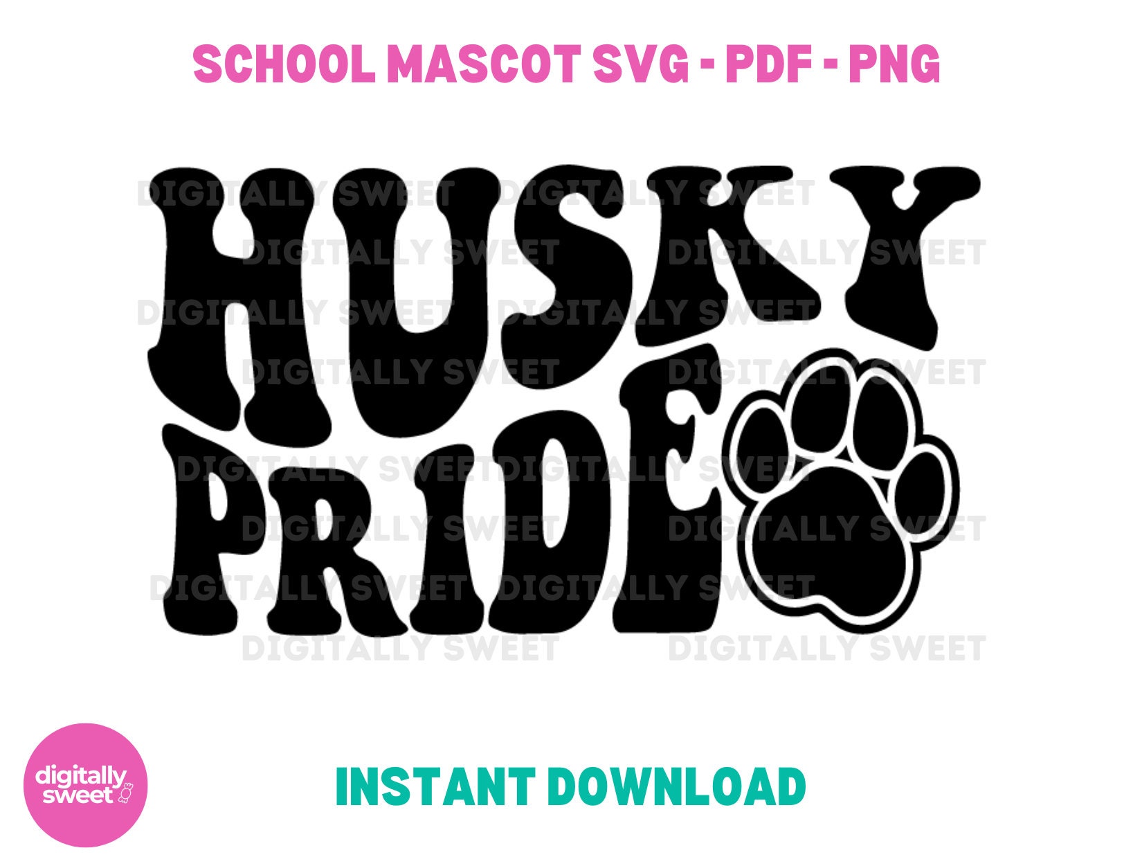 Husky Pride Retro Disco Cowboy Font Bubble Letters SVG PNG PDF Football ...
