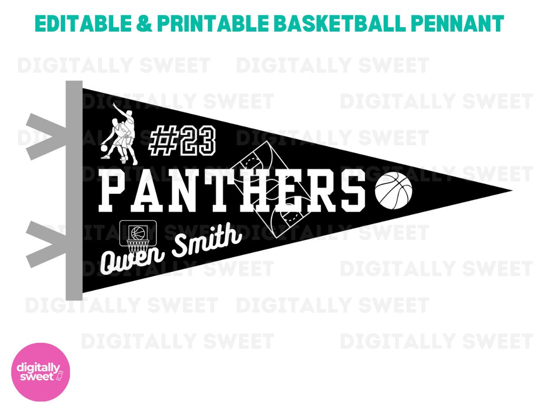 Basketball Flag Editable Template Basketball Player Locker Flag Canva ...