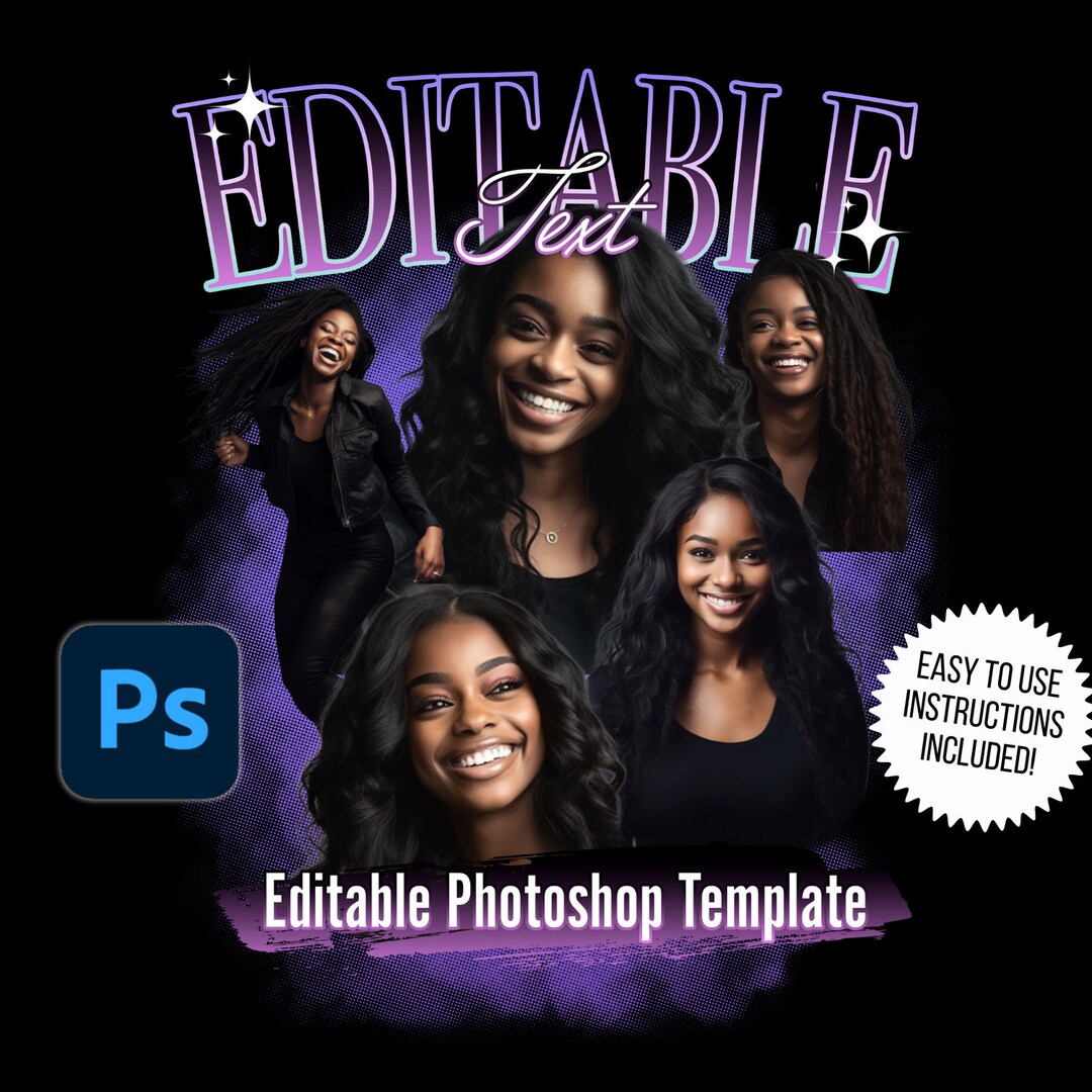 Photoshop Template Vintage Bootleg Rap Tee PSD Custom Photo Birthday ...