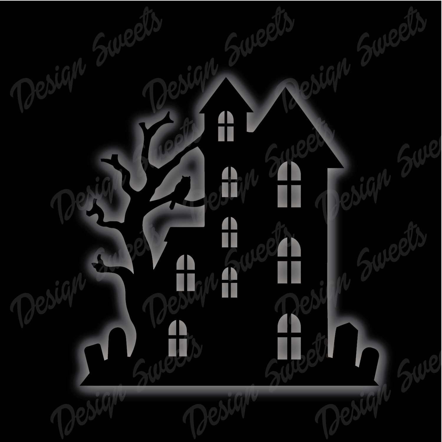 Haunted House Printable Trace and Cut PDF Template - Halloween Decor ...