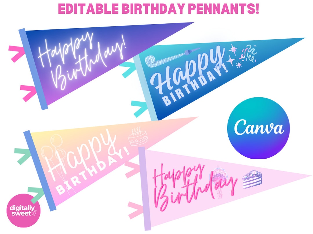 Pennant Flag Editable Template Canva Printable PNG Sports Nursery ...