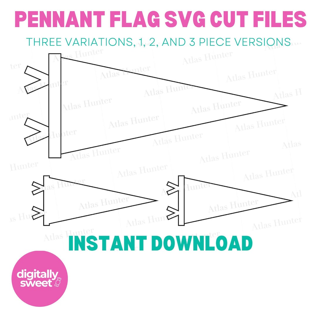 Pennant Flag SVG Cut File Vector PDF PNG Sports Back to School Vintage ...