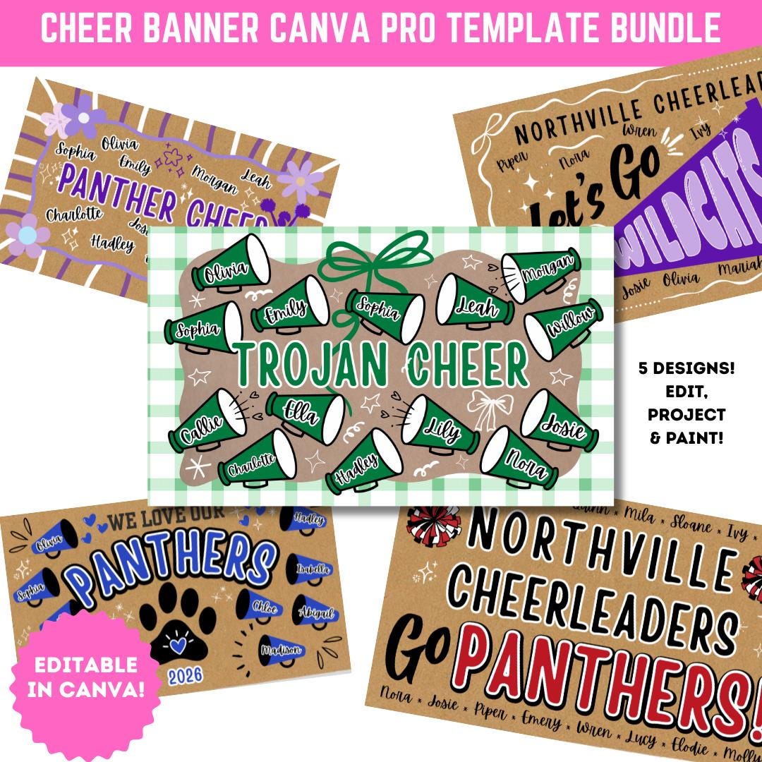 Cheer Team Painted Banner Butcher Paper Banner Template Sign ...