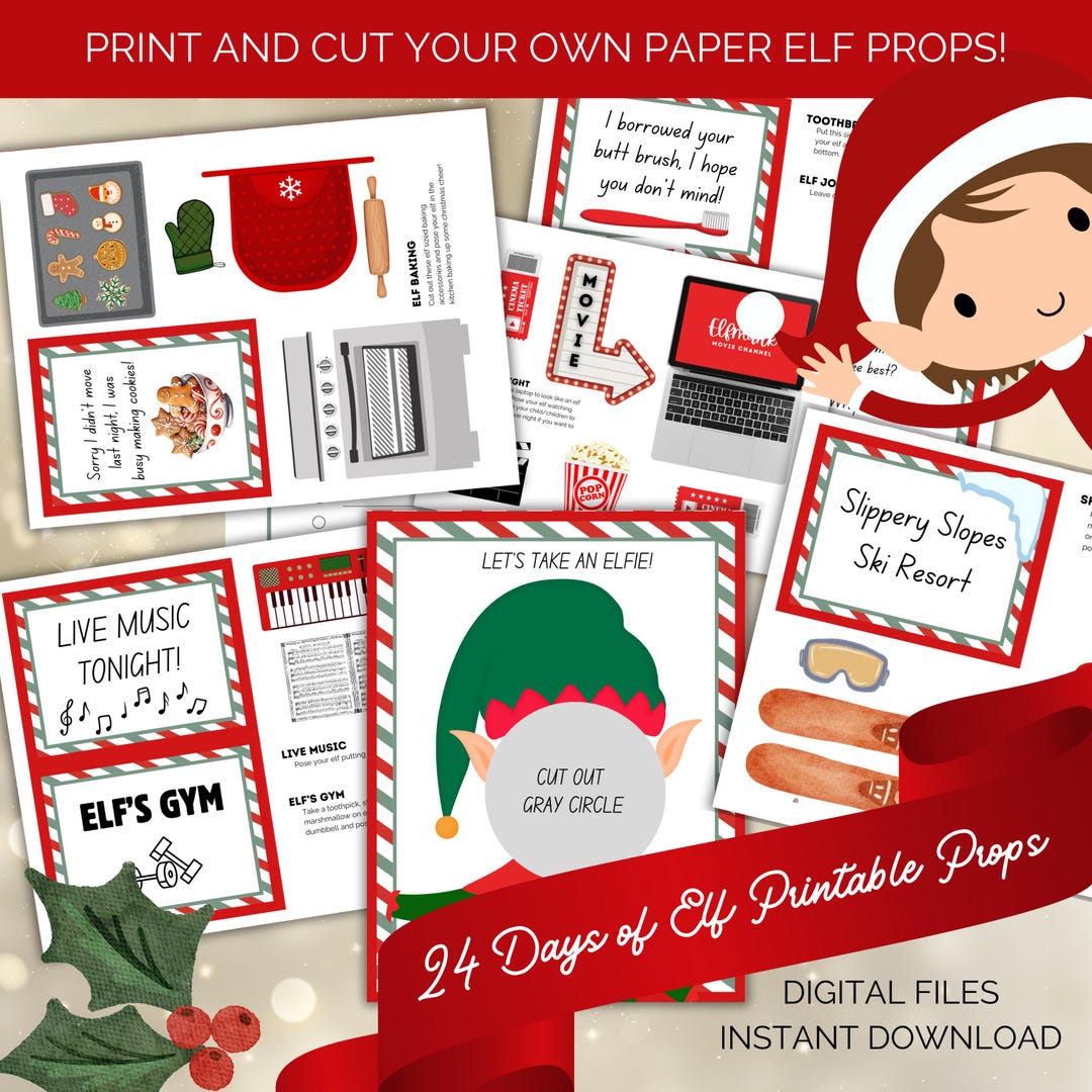24 Day Elf Prop Kit Holiday Elf Bundle Arrival Label and Letter Mini ...