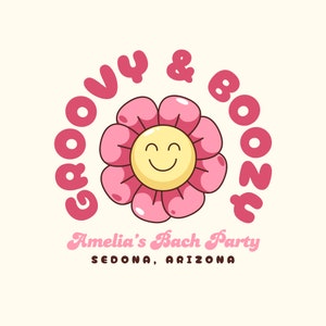 Groovy and Boozy Bach Party Logo Canva Template Bach and Boozie ...