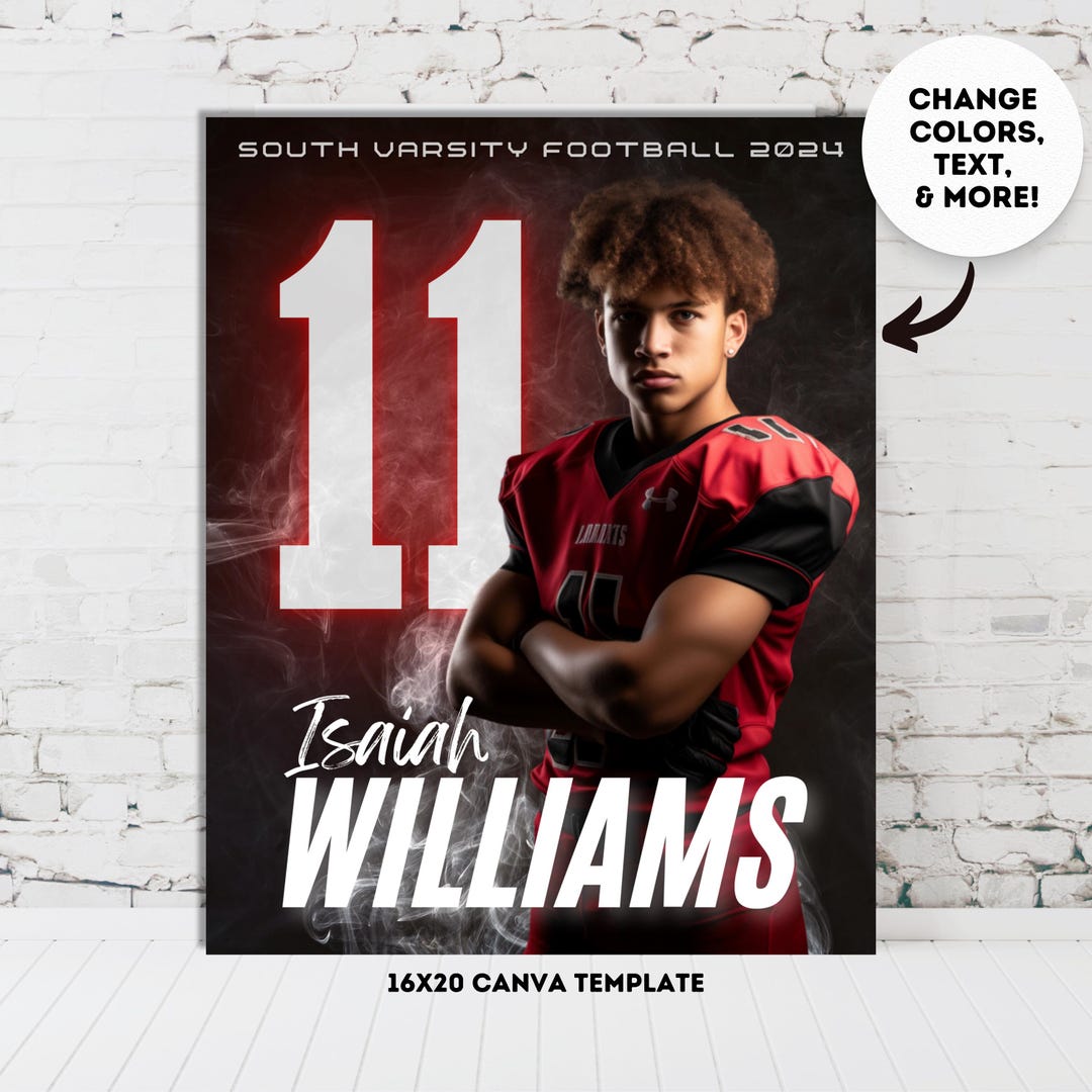 Football Poster Canva Template Design Your Own Custom Senior Football ...