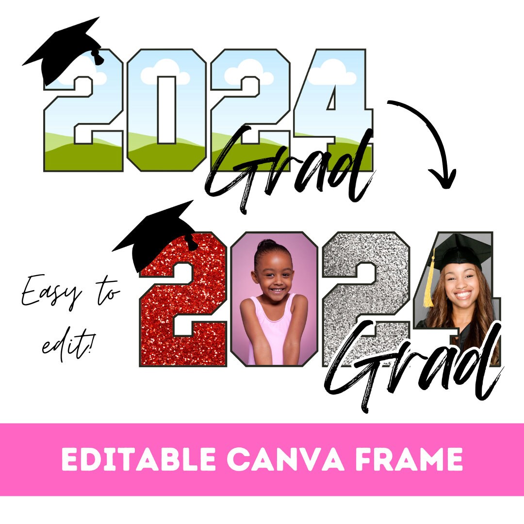 Canva 2024 Senior Photo Frame Template '24 Graduate Canva Frames Bundle ...