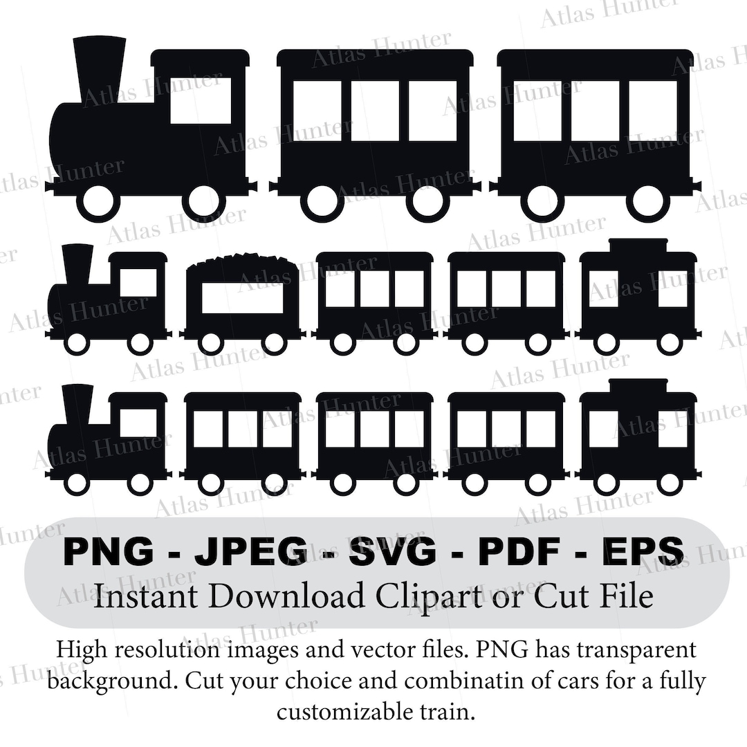 Train Cars Kids Colorful Birthday Party Cricut Locomotive Cut Files ...