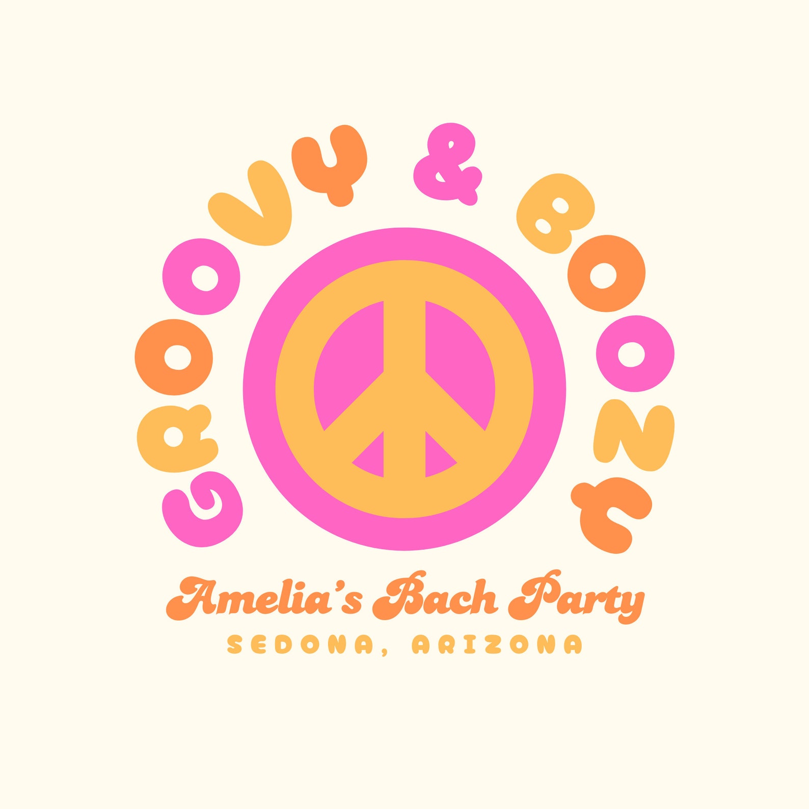Groovy and Boozy Bach Party Logo Canva Template Bach and Boozie ...