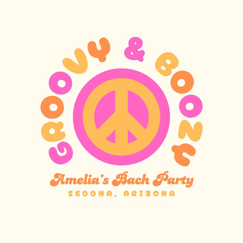 Groovy and Boozy Bach Party Logo Canva Template Bach and Boozie ...