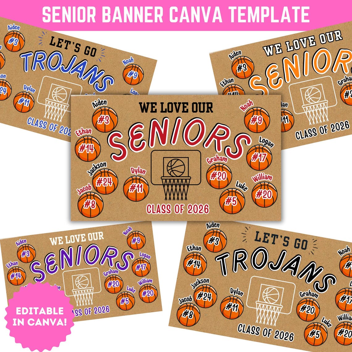 Project and Paint Basketball Team Butcher Paper Banner Template Sign ...