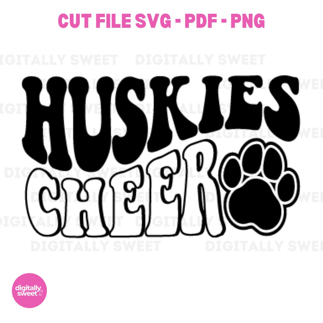 Huskies Cheer Cut File Wavy Font Huskies Cheerleader SVG School Spirit ...