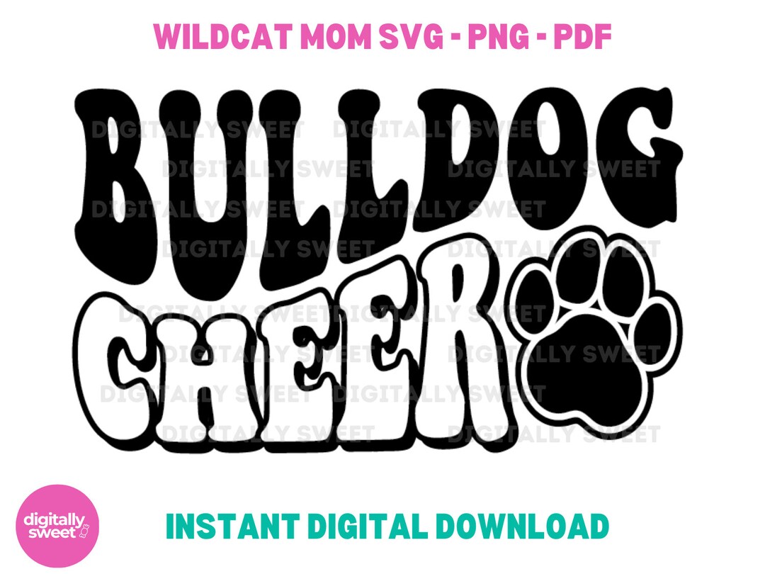 Bulldog Cheer Cut File Bulldogs Cheerleader Wavy Font Design Bulldog ...