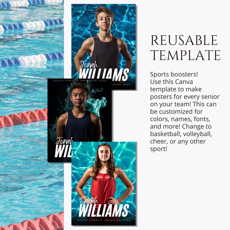 Swim Poster 24x36 Canva Template Senior Night 18x24 Design Your Own ...