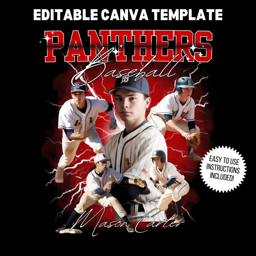 Bootleg Baseball Rap Tee Template Custom Photo Birthday Red Baseball ...