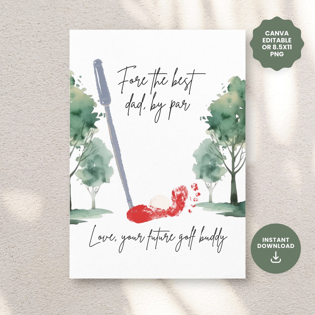 Golf Themed New Dad Baby Footprint Keepsake Present for Dad Fathers Day ...