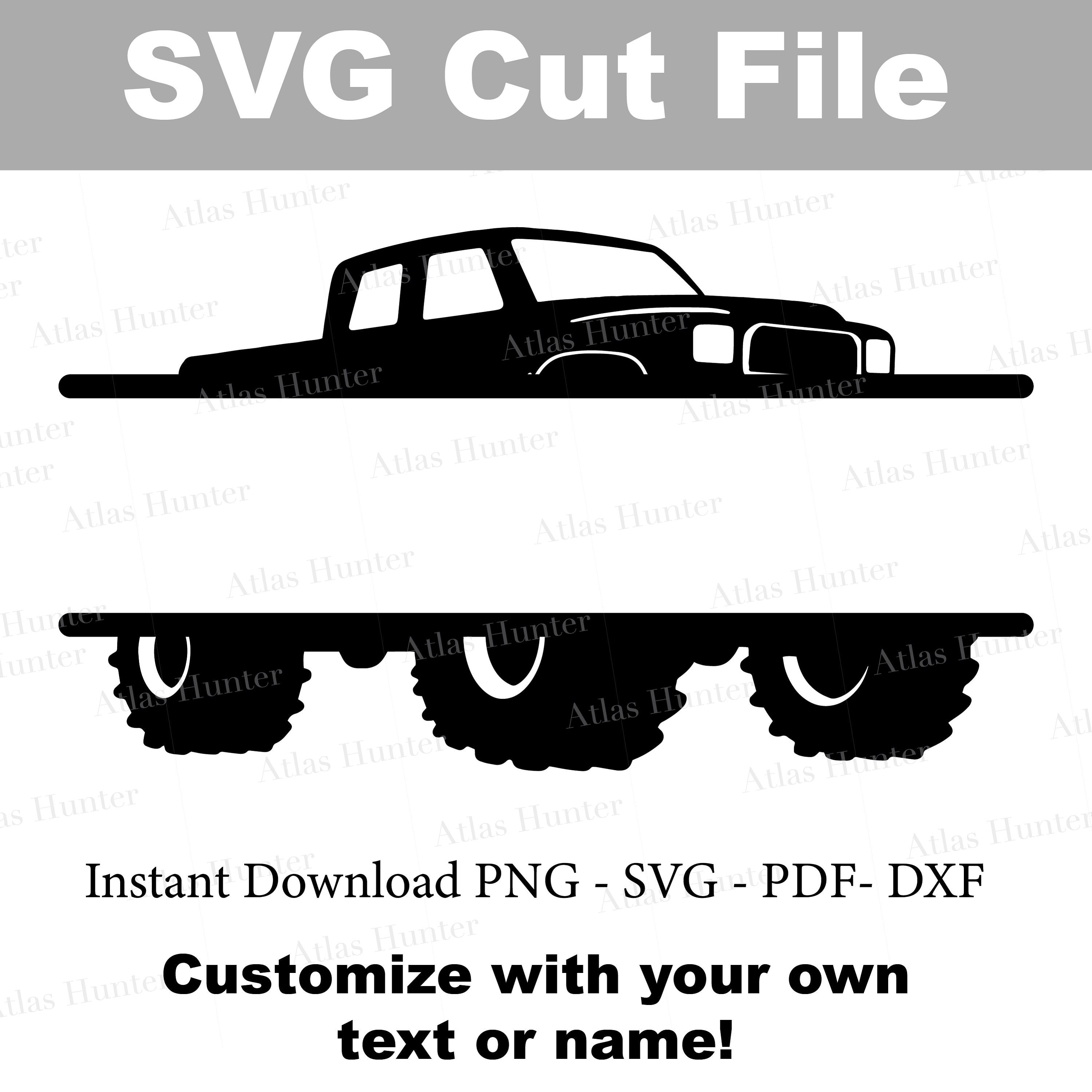 Monster Truck Name Tag SVG Split Monogram Monstertruck for - Etsy