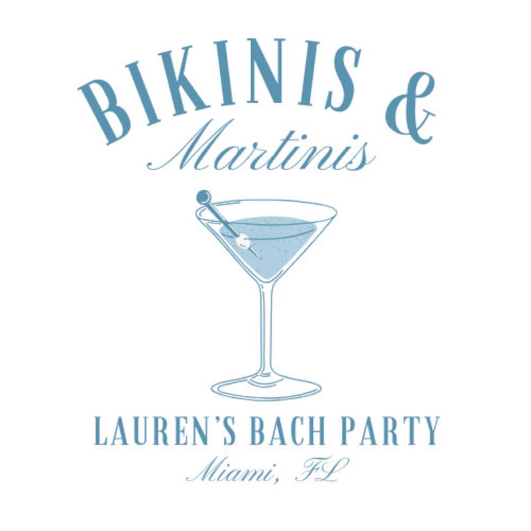 Bikinis and Martinis Bach Party Logo Bachelorette Logo Canva Template ...