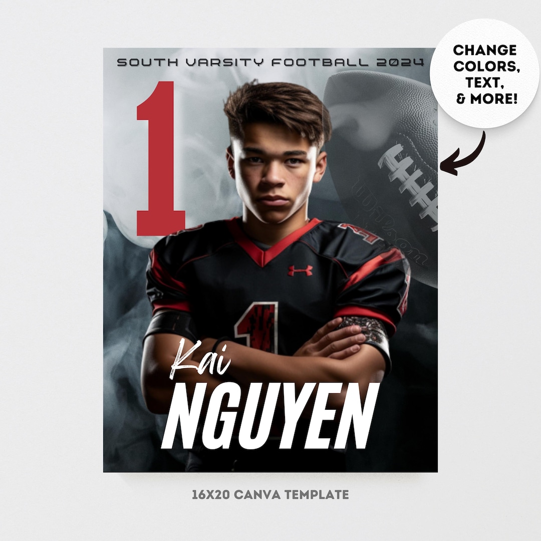 Football Poster Canva Template Design Your Own Custom Senior Football ...