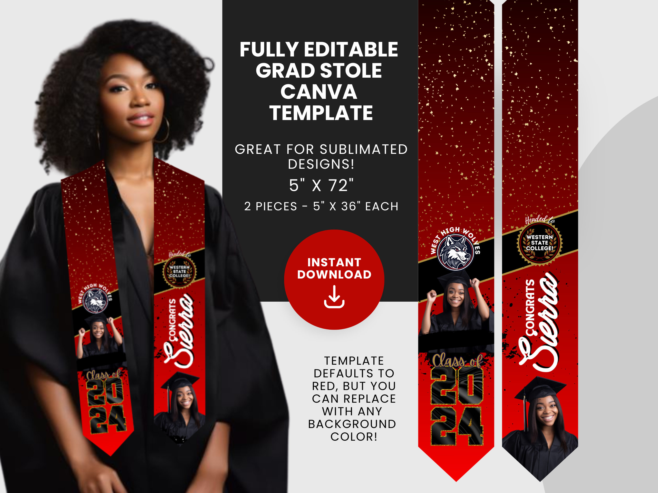 Canva Stole Template for 2025 or 2024 Graduates Sublimated Stoles ...