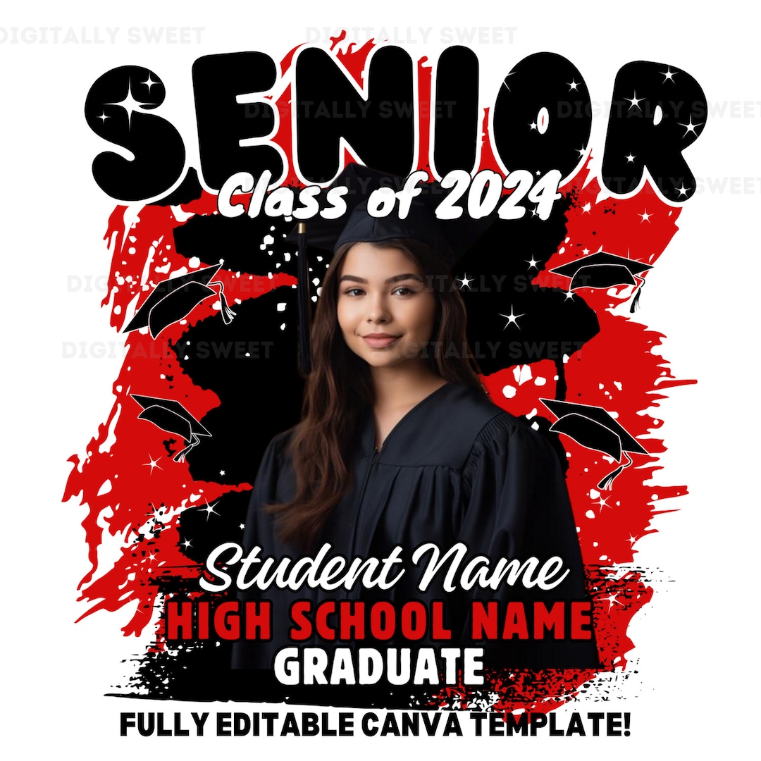 Bootleg Rap Graduation Canva Template Design Black Red Design Custom ...